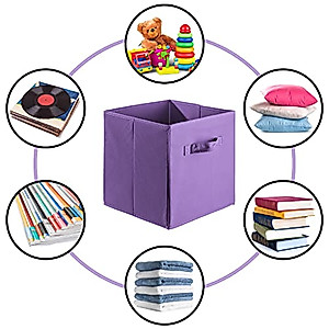 Sorbus® 11 Inch Cube Storage Organizer Bins - 6 Pack - Foldable Storage Cubes - Rectangular Shelf Basket - Great for Nursery, Playroom, Closet, Home Organization (Pastel Purple)