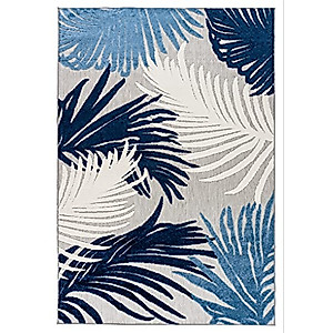 Rugshop Lucca Contemporary Floral Indoor/Outdoor Area Rug 5' x 7' Navy
