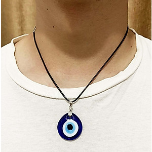 Binami 2 Pcs Evil Eye Lucky Necklace Turkish Blue Eye Kabbalah Adjustable Amulet Nazar Friendship Gift for Women Men