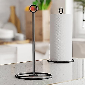 Black Paper Towel Holder Countertop, Kitchen Paper Towel Stand Holder for Kitchen Organization and Storage Standard and Large Size Rolls (Black)