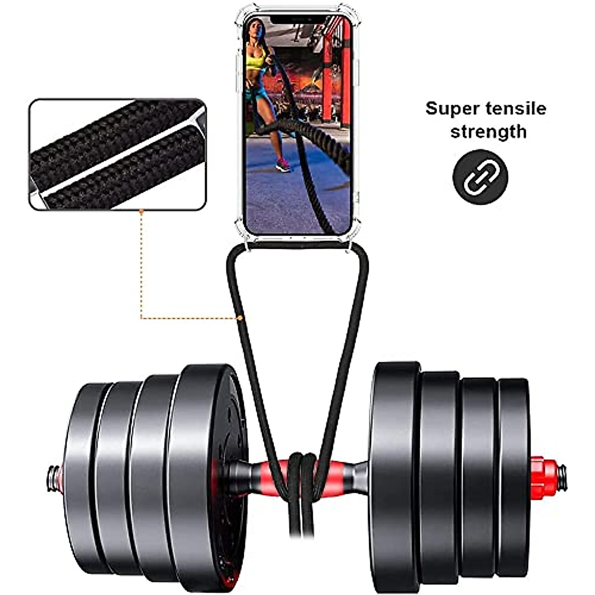 YESPURE Crossbody Case for iPhone Xs,Phone Case for iPhone X, Clear Soft Slim TPU Shockproof Protective Cover for iPhone X/XS with Adjustable Black Neck Cord Lanyard Strap