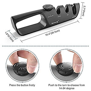 Knife Sharpener TANSUNG 3 Stage Kitchen Chef Knife and Scissor Sharpeners Restore Knives or Shears Blades Quickly Safely with Adjustable Angle Button for Various Household Knives Shear