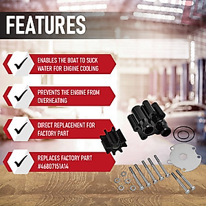 Raw Water Pump Housing & Impeller Kit - Sierra 18-3150,Quicksilver 807151A14,Mercury 46-807151A14,46-807151A7 - Mercruiser Alpha & Bravo 4.3,5.0,5.7,6.2,7.4,8.2L V6/8 Engines - Marine Inboard Repair