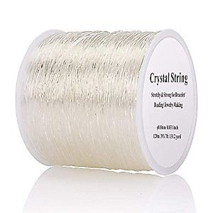 0.8mm Elastic String, 393.7ft Clear Crystal Stretch Cord Clay Beads String for Bracelet Handcrafts Necklace Jewelry Making