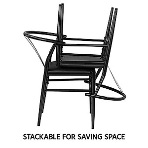 Yaheetech 4pcs Metal Dining Chair Y-Shaped Backrest Chair PU Leather Seat Solid Metal Arm Chairs, Black