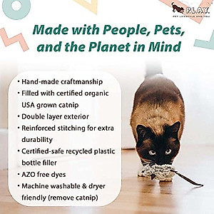 P.L.A.Y. Cute Plush Cat Toys - Feline Frenzy Animal Critter Themed Catnip Filled Toy, Great for Adult Cats and Kittens - Machine Washable, Recycled Materials, Crinkles (Catch a Meowse, Set of 2)