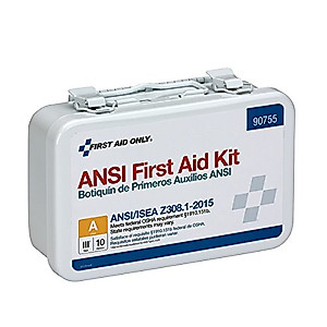 First Aid Only 90755 ANSI 2015 Compliant 10-Person Emergency First Aid Kit for Office, Home, and Worksites, 71 Pieces