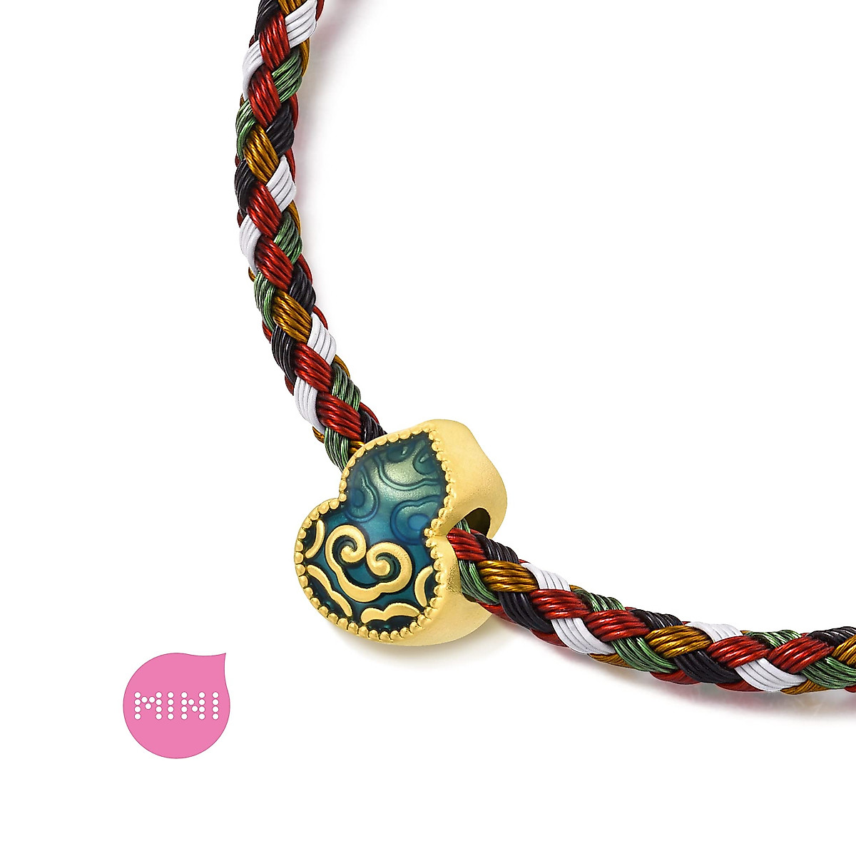 CHOW SANG SANG 999 24K Gold Cultural Mini Wulu (Groud) Charm Bracelet for Women [Pure Gold Not Gold Plated] 92660C (Gold, 17 CM)