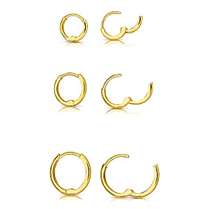 Solid Gold 14K Endless Tiny Hoop Polished Huggie Earrings (8.5mm)