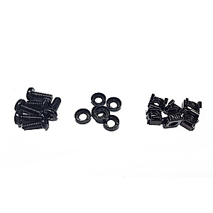 Monoprice M5 x 16mm Rack Mount Cage Nuts, Screws and Washers, 50 Sets - Black, Zinc Plated, for Cabinet or Server Racks Tapped with 10/32 Universal Square Hole Rails