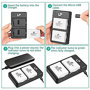 LP-E8 Battery Charger Pack, LP 2-Pack Battery & Dual Slot Charger, Compatible with Canon EOS Rebel T2i, T3i, T4i, T5i, 550D, 600D, 650D, 700D, Kiss X4, X5, X6i, X7i Cameras &More(Not for T2 T3 T4 T5)
