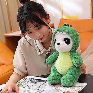 CASAGOOD Cute Stuffed Panda Animal Cosplay as Dinosaur Plush Toys Soft Panda Toy in Dinosaur Costume Great Panda Plushies Gift for Kids and Lovers,12 Inch