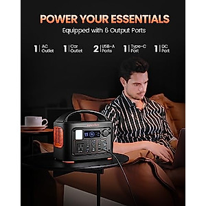 Portable Power Station, 504Wh Solar Generator 300W(500W Peak) Pure Sine Wave AC Outlet with Car Charger, DC cable, Portable Generator for Home Use Outdoor Camping Blackout Emergency Backup