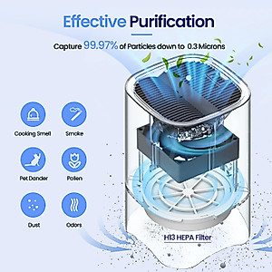 ROSEKM Small Air Purifiers for Desktop, HEPA Air Purifiers for Office, Bedroom, Home, Car, Small Room, Mini Air Purifier Air Cleaner for Smoke, Dust with Fragrance Sponge & Night Light