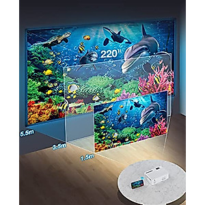 WiFi Projector with Bluetooth 5.1, COMAOGO Mini Projector 9500 Lumens 1080P 220” 5G Mirroring Movie Portable HD Projectors for TV, PC, HDMI, USB, VGA, iOS/Android
