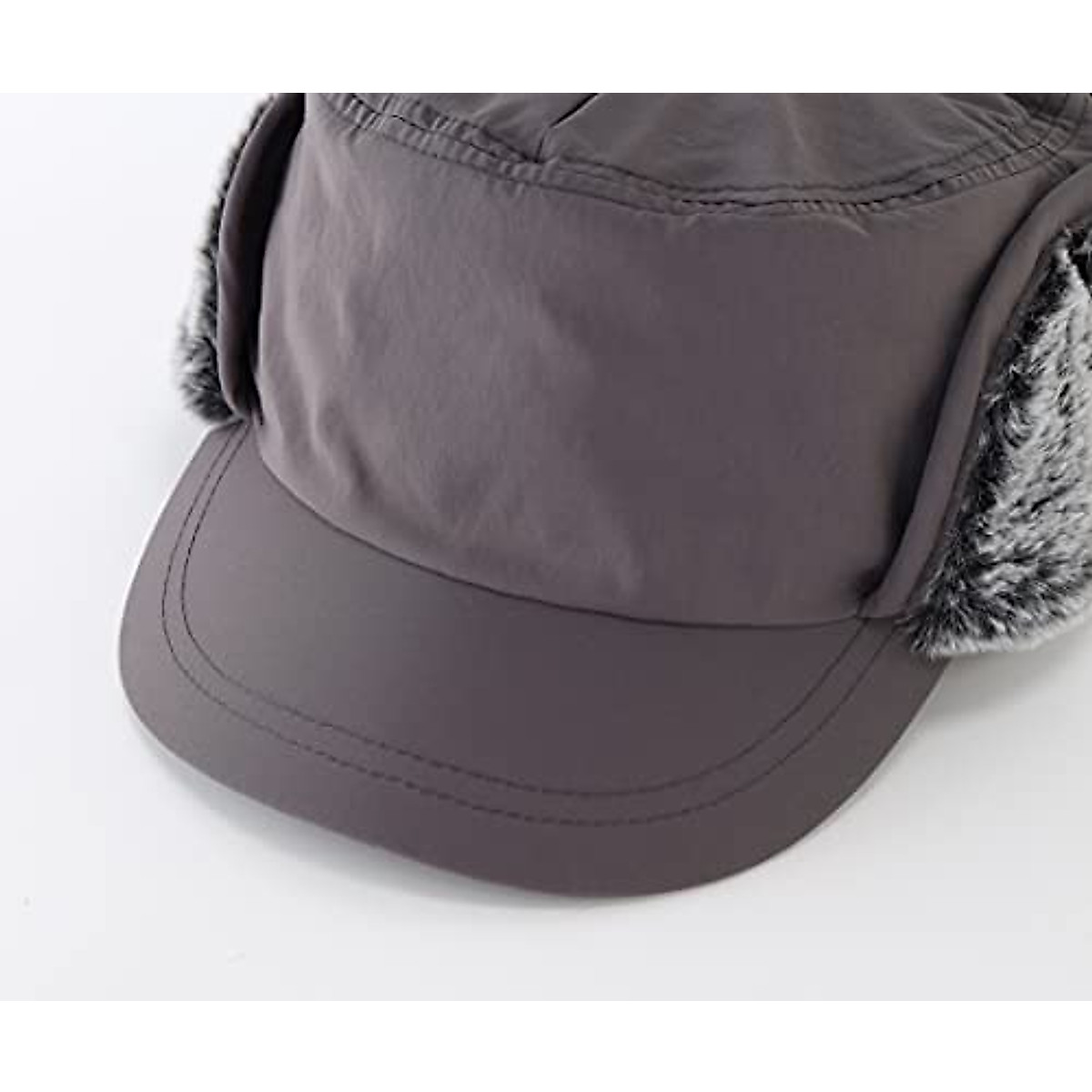 Connectyle Men's Winter Hats with Bill Earflaps Newsboy Hat Warm Ski Skull Cap Visor Sports Hat Grey