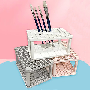 2 Packs 72 Holes Paint Brush Holder&Pencil Organizer&Holding Rack for Pens Paint Brushes Eyeliner&Eyebrow Pencils (Pink)