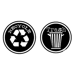 Grungy Recycle and Trash Decal Sticker for Trash cans-Matte Black-Home & Office Use! - Weatherproof- for virtually Any Smooth Surface (4")