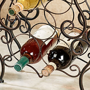 Touch of Class Pisa Countertop Metal Wine Rack Black Bronze | Storage Holder up to Eight Bottles | Tabletop Winerack Organizer with Scrolling Openwork Designs