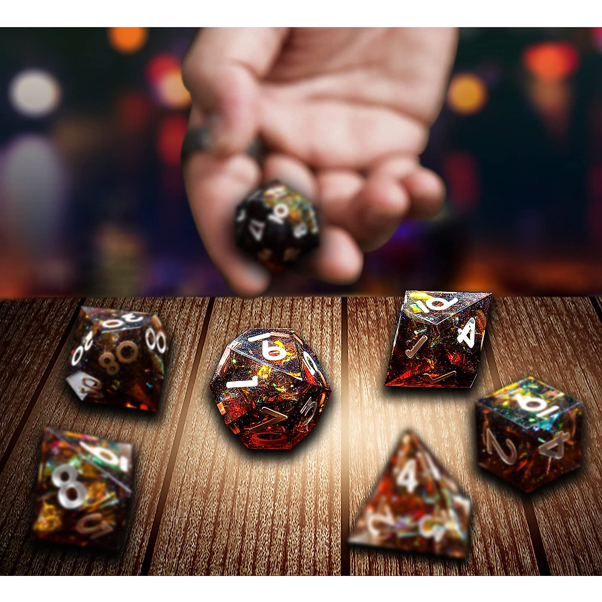 DND Dice Set Dice Set for Dungeons and Dragons Sharp Edge DND Dice Resin DND Dice Polyhedral Dice Set DND Dice Set Sea Magic