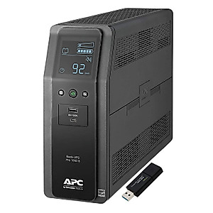 APC Sine Wave UPS Battery Backup & Surge Protector, 1000VA, APC Back-UPS Pro (BR1000MS) Bundle Including 16GB DataTraveler