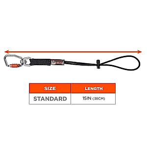 Ergodyne Squids 3714 Tool Lanyard and Tethering Attachment with Carabiner and Cinch Loop, Weight Rating 10lbs, 3-Pack
