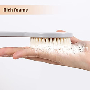 2Pack Back Scrubber for Shower, PIPUHA Back Scrubber Long Handle with Soft and Stiff Bristles, Shower Brush Body Exfoliating for Wet or Dry Brushing, Bathing Accessories for Body Brushes