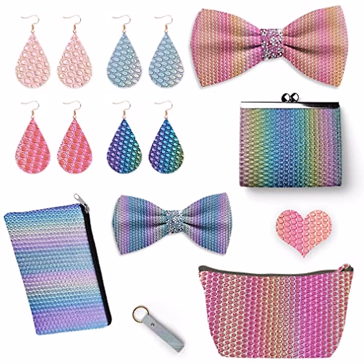 HYANG Holographic Purple to Blue Embossed Iridescent Ellipse PU Faux Leather Sheets 1 Roll 12"X53"(30cmX135cm), Faux Leather Suitable for Crafts Making Leather Earrings, Bows, Handbag ，Sewing