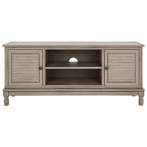 SAFAVIEH Home Collection Tate Greige 2-Door 1-Shelf Entertainment Media Stand up to 55" Flatscreen TV