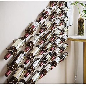 OFILLES 5 Pcs Gold Wine Rack Wall Mounted, Wine Bottle Holder for Wall, Metal Wall Wine Rack for Wine Theme Decor Beverages/Liquor Bottle Storage
