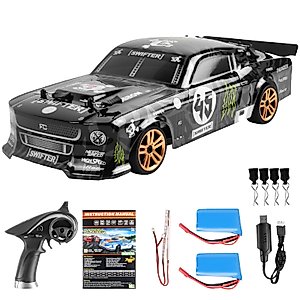 GoolRC RC Drift Car, 1:18 Scale Remote Control Car, 2.4GHz 4WD 30KM/H High Speed RC Racing Car with LED Light Strip and 2 Batteries for Adults and Kids