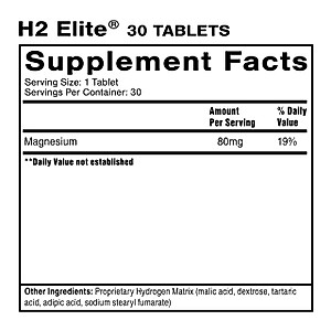 Quicksilver Scientific H2 Elite - Molecular Hydrogen for Energy + Metabolism Support, Water Tablets Perfect for Open Containers - Magnesium Malate Drink Additive (30 Molecular Hydrogen Tablets)