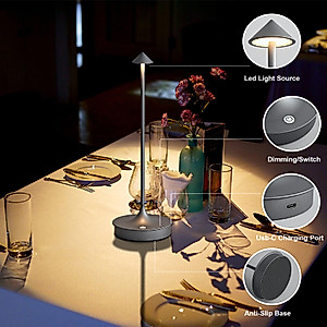 Cordless Table Lamp Rechargeable LED Table Lamps Battery Operated 4000mAh Touch Dimmable Wireless Lamp Waterproof Portable Outdoor Table Light for Restaurants and Dining Home Indoor/Outdoor Use