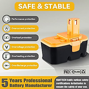 VANTTECH 2Pack 4.0Ah P100 Battery Replacement for Ryobi 18V Battery NI-MH P101 ABP1803 BPP1820 1322401 1400672 13022 1323303 130255004 130224028 130224007 Battery