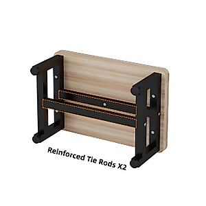 Wooden Step Stools for Adults & Kids, 500 Lbs Capacity, Heavy Duty Wide Wooden Stepping Stools for Kitchen, Bedroom, Living Room, Bathroom with Non-Slip Pads, Bed Steps for High Beds, Metal (Walnut)