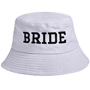 2PCS Bride Groom Bucket Hats Bachelor Bachelorette Party Decorations Bridal Honeymoon Travel Newlywed Gifts White Black