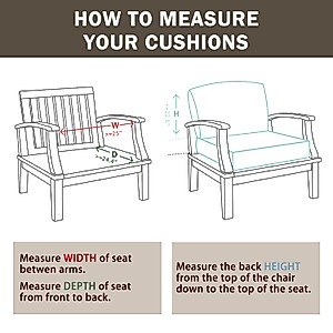 Aoodor 24'' x 24'' Outdoor Deep Seat Chair Cushion Set，Olefin Fabric Slipcover and Sponge Foam- Light Gray (Set of 2 Seats, 2 Backs, 2 Pillows)