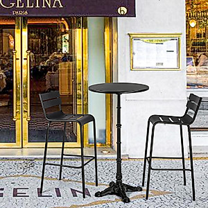 BOKKOLIK Metal Bar Stools with Backrest Extra Tall Patio Chairs Modern Cafe Chair for Outdoor Indoor Kitchen Dining Stool 31.4inch Seat Height (Set of 2) (Black)