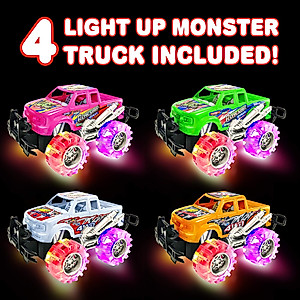 ArtCreativity Light Up Monster Trucks for Boys,- 6 Inch Toy Cars for 2 Year Old Boys,- Push n Go Car Toys for Boys 3-5 Years Old,- Light Up Toys for Kids, Best Gift for Kids Age 3-6 Years Old & Up