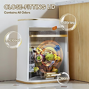 Bathroom Trash Can with Lid, 3 Gallon Gold Garbage Can, Small Trash Bin with Press top Lid and Pedal, Narrow White Trash Can Waste Basket for Bedroom, Living Room,Office,Plastic Dog Proof Trash Can