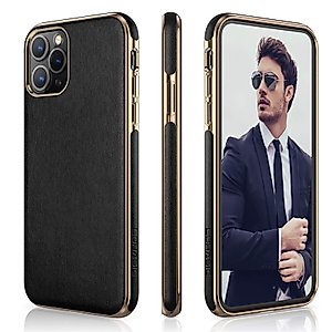 LOHASIC for iPhone 11 Pro Case, Business Slim PU Leather Elegant High-end Thin Cover Soft Grip Anti-Slip Flexible Full Protective Phone Cases Compatible with iPhone 11 Pro(2019) 5.8"- Black
