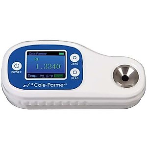 Cole-Parmer Digital Refractometer, 1.3330 to 1.4100 RI, 0-45% Brix, 0-28% Salinity