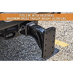 Buyers Products 3 Inch Pintle Hook Mount - 4 Position, 10 Inch Solid Shank (PM3109) , black