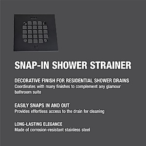 Oatey Universal 4-1/4 in. Square Snap-Tite Shower Strainer, Matte Black
