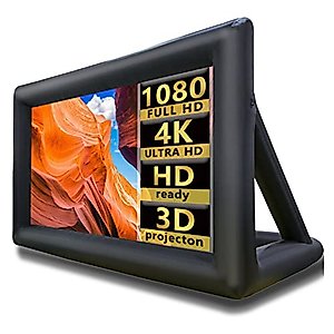 WGIA 18ft Outdoor Inflatable Movie Screen, Blow Up Projector Screen with Air Blower, Support Front & Rear Projection