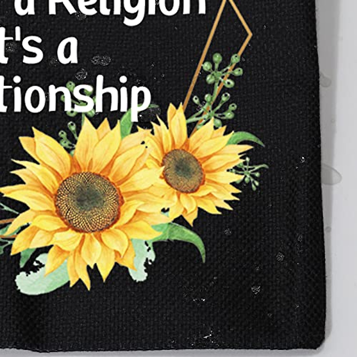 MBMSO Jesus Tote Bag It's Not a Religion It's a Relationship Shoulder Bag Christian Sunflower Gifts Religious Shopping Bags (Jesus TB-black)