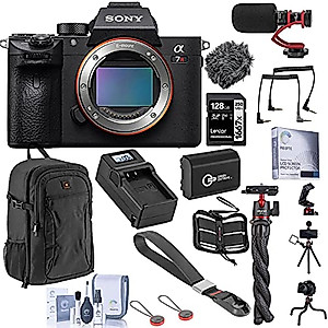 Sony Alpha a7R III Mirrorless Digital Camera Body (V2) Bundle with 128GB SD Card, Backpack, Extra Battery, Charger, Wrist Strap, Mic and Accessories