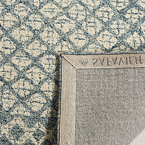 SAFAVIEH Abstract Collection Area Rug - 6' x 9', Blue & Ivory, Handmade Wool, Ideal for High Traffic Areas in Living Room, Bedroom (ABT203A)