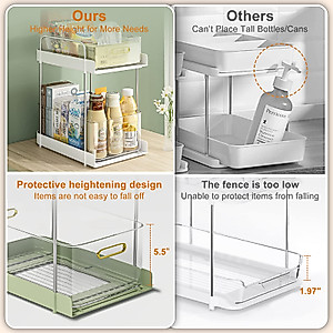 submatches 2-Tier Clear Under Sink Organizer and Storage -Multi-Purpose Bathroom Cabinet organizer, Pull Out Kitchen Pantry Organization and Storage