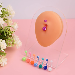 JFORYOU Belly Button Rings Acrylic Belly Rings Multicolor Navel Rings Cute Belly Piercing Jewelry 14G